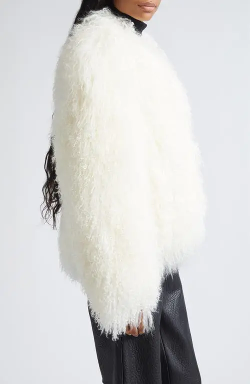 STAND STUDIO Curly Genuine Shearling Jacket - Off White