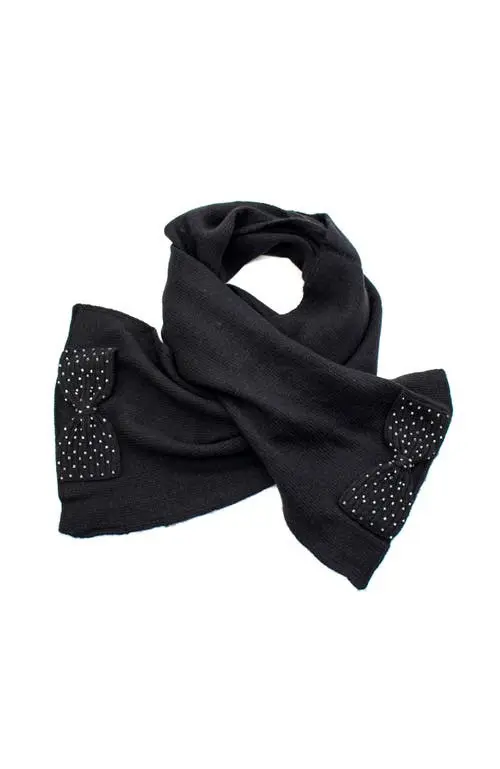 Portolano Scarf With Beaded Bows - Black