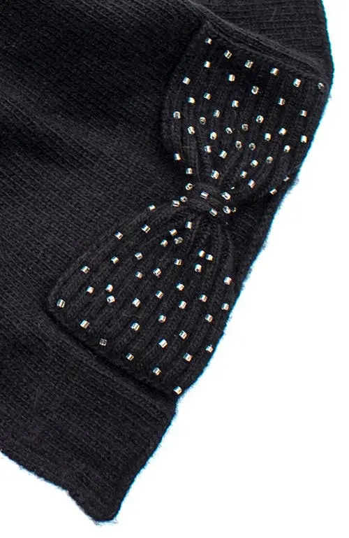 Portolano Scarf With Beaded Bows - Black