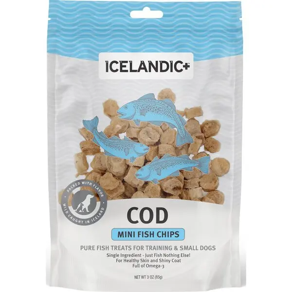 ICELANDIC+ Mini Cod Fish Chips Training Dog Treat 2.5oz Bag