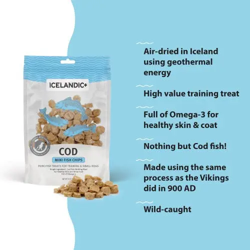 ICELANDIC+ Mini Cod Fish Chips Training Dog Treat 2.5oz Bag