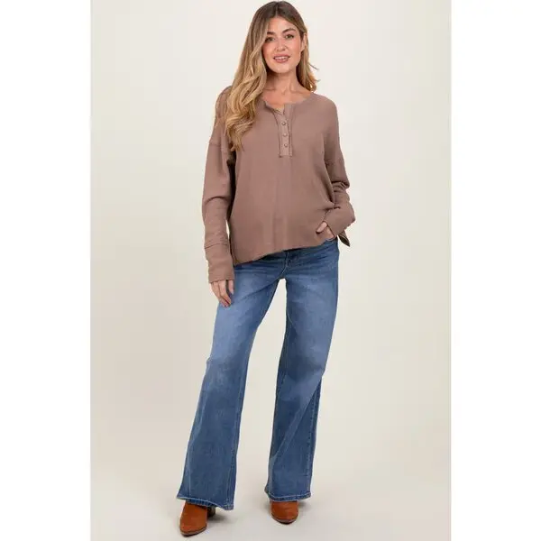 PINKBLUSH Washed Wide Leg Maternity Jeans