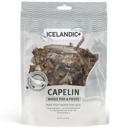 ICELANDIC+ Capelin Whole Fish & Pieces Cat Treat 1.5oz Bag - Brown