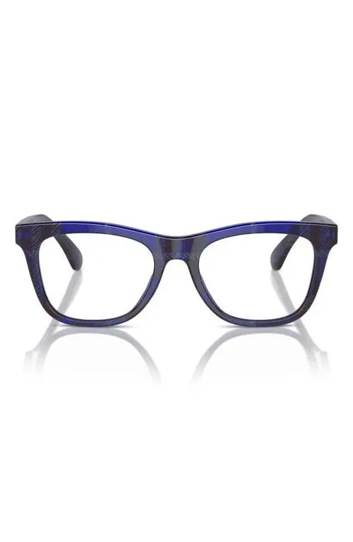 Burberry 47mm Square Optical Glasses - Check Blue/demo Lens