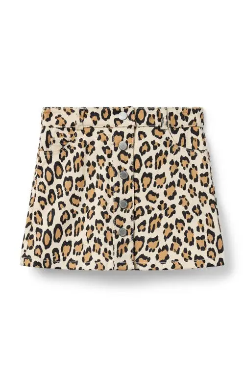 Janie And Jack Leopard Print Button-down Skirt