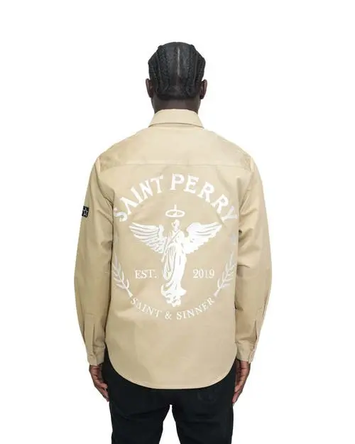 SAINT PERRY Maze Denim Shirt - Beige