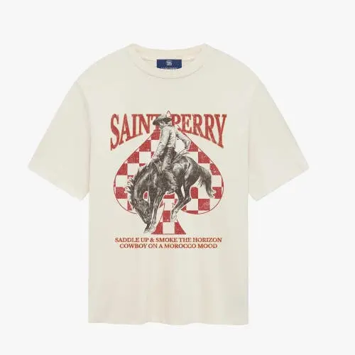 SAINT PERRY Horizon Rider Leather Card Case T-shirt - White