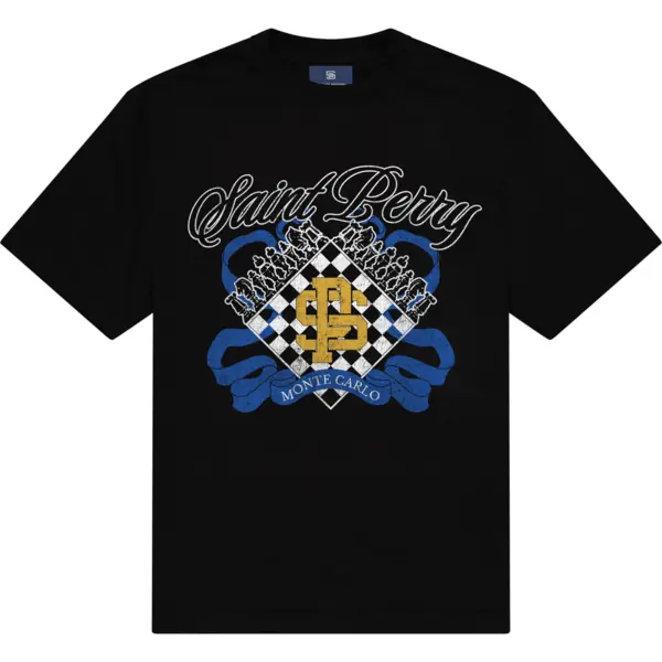 SAINT PERRY Monte Carlo Chess Crest T-shirt - Black