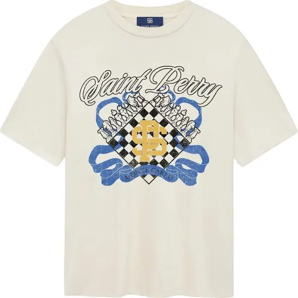 SAINT PERRY Monte Carlo Chess Crest T-shirt - Off-hite