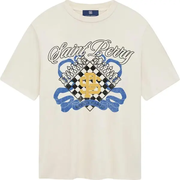 SAINT PERRY Monte Carlo Chess Crest Tees - Off-white