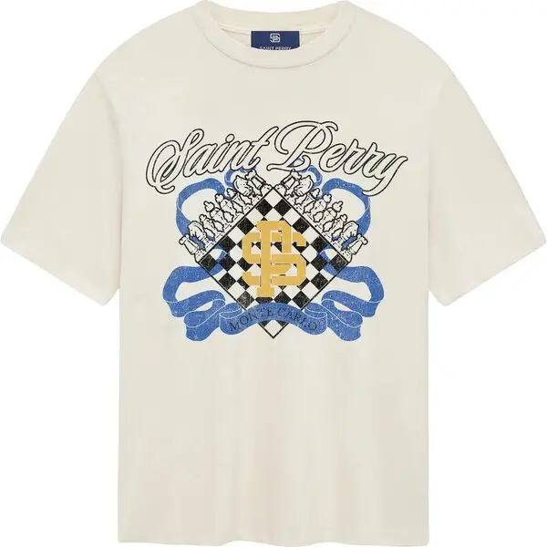 SAINT PERRY Monte Carlo Chess Crest Tees - Off-white