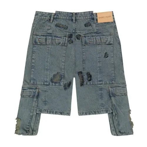 SAINT PERRY Jazzy Ripped Denim Short