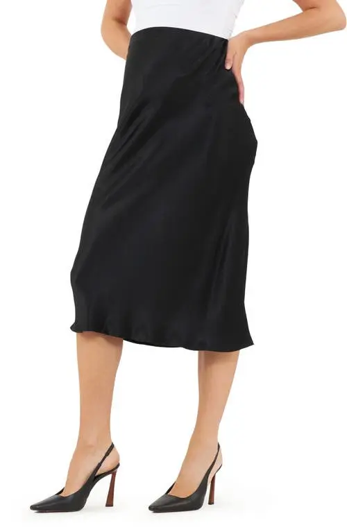 RIPE MATERNITY Crystal Satin Midi Skirt - Black