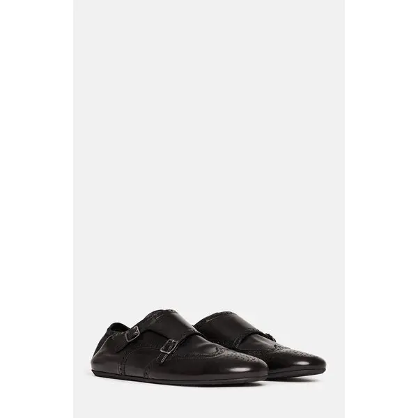 SCAROSSO Double Monk Strap Shoes - Black - Calf