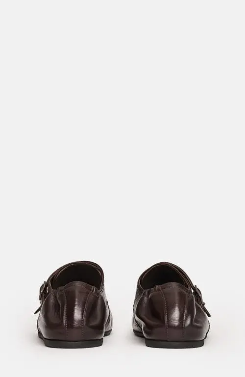 SCAROSSO Double Monk Strap Shoes - Dark Brown - Calf