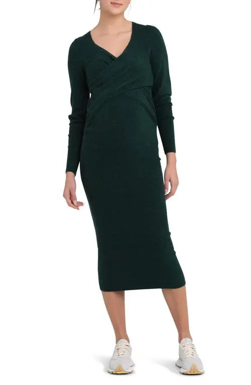RIPE MATERNITY Heidi Long Sleeve Maternity/nursing Dress - Forest