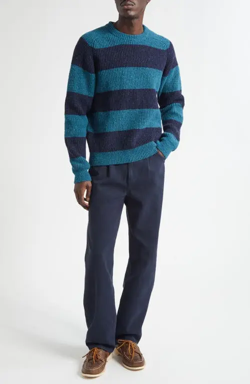 NOAH Striped Donegal Wool Sweater