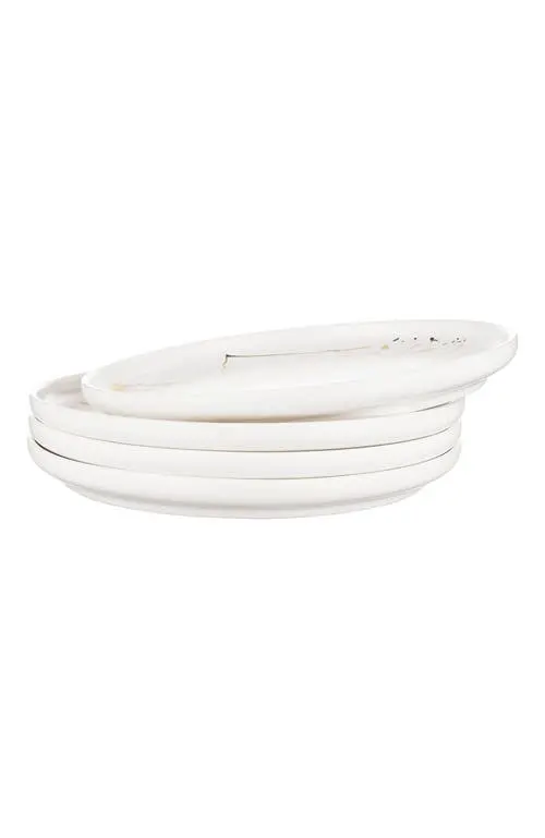 STONE + LAIN Zora Porcelain 4-piece Salad Plate Set - White