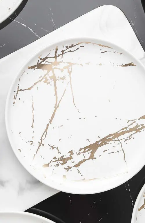 STONE + LAIN Zora Porcelain 4-piece Salad Plate Set - White