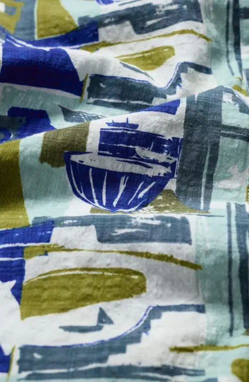 SEASALT CORNWALL Abstract Print Cotton Blend Button-up Shirt - Windowscape Sketch Chalk