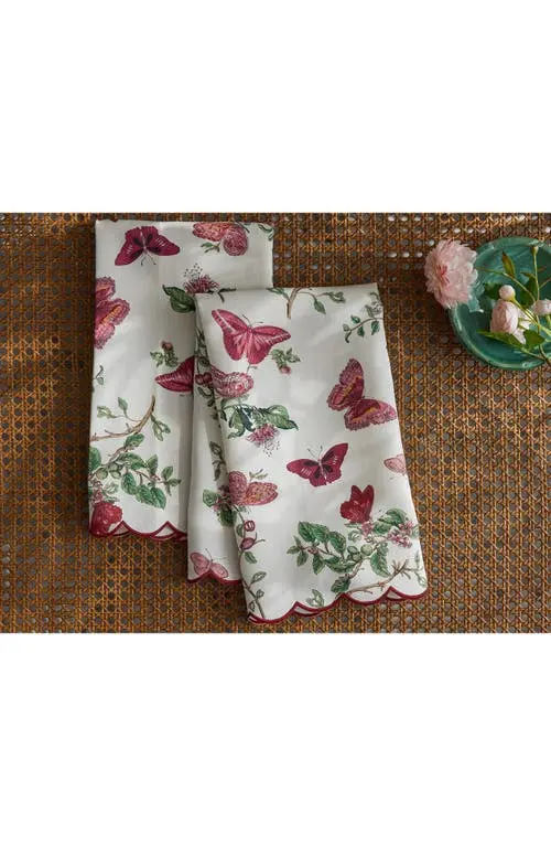 MATOUK Baudin Butterfly Set Of 2 Linen Guest Towels