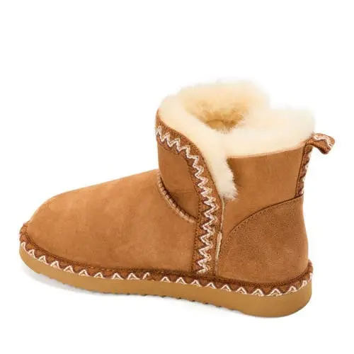 DEARFOAMS Fireside Perth Genuine Shearling Fold-down Bootie - Chestnut