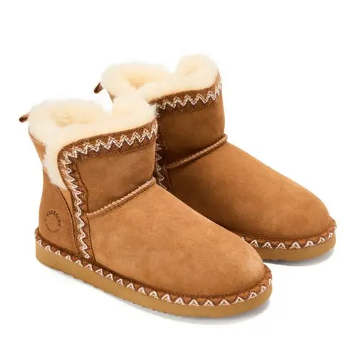 DEARFOAMS Fireside Perth Genuine Shearling Fold-down Bootie - Chestnut