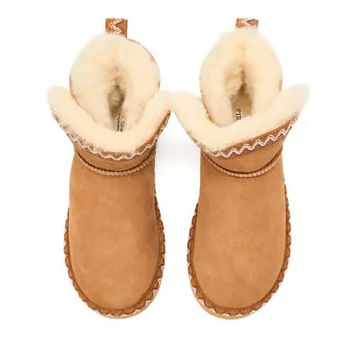 DEARFOAMS Fireside Perth Genuine Shearling Fold-down Bootie - Chestnut