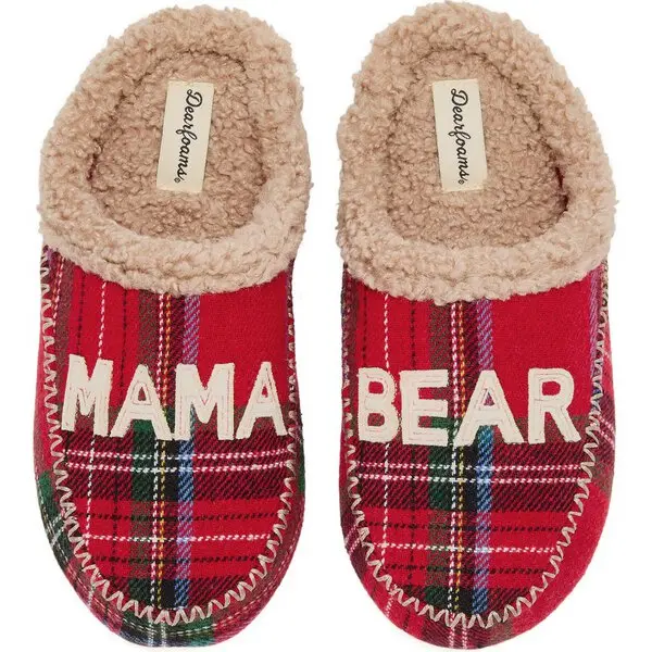 DEARFOAMS Mama Bear Clog Slippers - Plaid