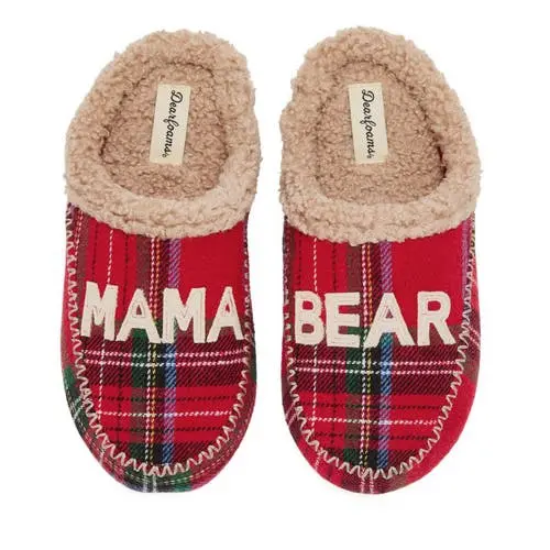 DEARFOAMS Mama Bear Clog Slippers - Plaid