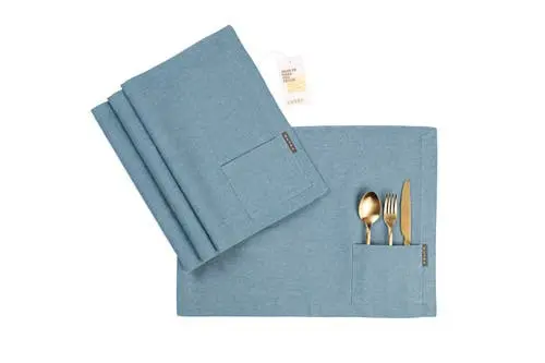 MEEMA Cotton Cloth Placematsset Of 4 - Twill Blue