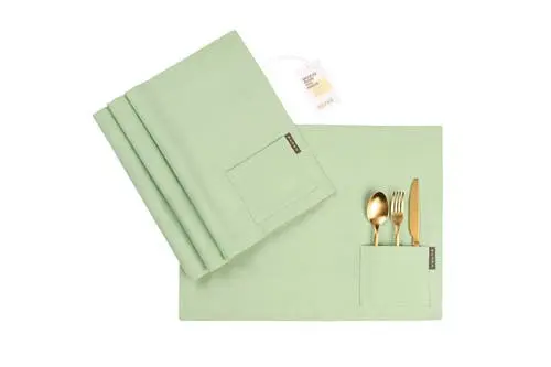 MEEMA Cotton Cloth Placematsset Of 4 - Twill Sage Green