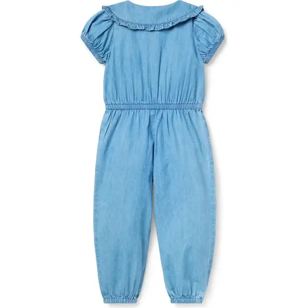Janie And Jack Chambray Ruffle Jumpsuit - Blue