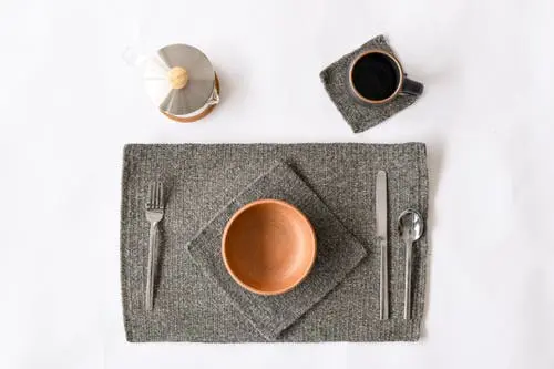 LOOM IMPORTS Handwoven Wool Placemat Set - Gray