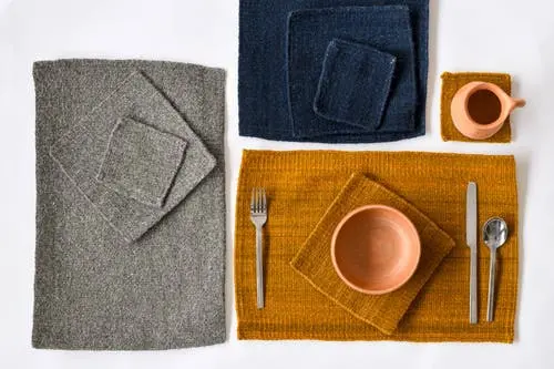 LOOM IMPORTS Handwoven Wool Placemat Set - Gray