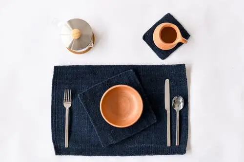 LOOM IMPORTS Handwoven Wool Placemat Set - Navy