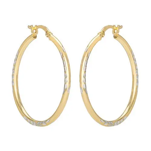 HOT SILVER Round Hoop Sterling Silver Earrings - Gold
