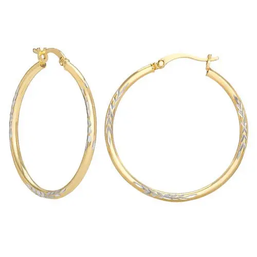 HOT SILVER Round Hoop Sterling Silver Earrings