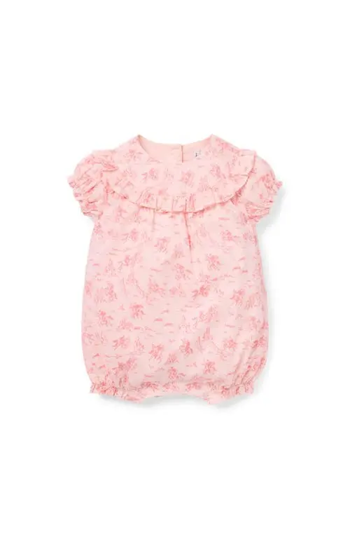 Janie And Jack Baby Western Toile Ruffle Romper - Pink