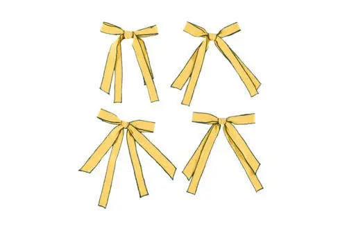 CASA EDEL Ribbon Napkin Rings Set Of 4 - Canary Yellow