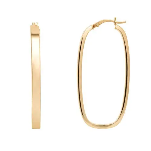 HOT SILVER Rectangular Sterling Silver Hoop Earrings
