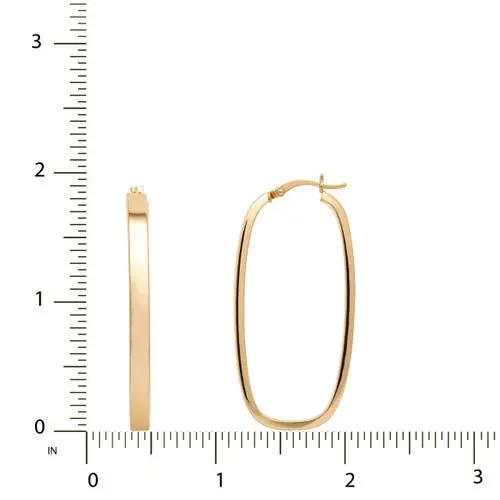 HOT SILVER Rectangular Sterling Silver Hoop Earrings