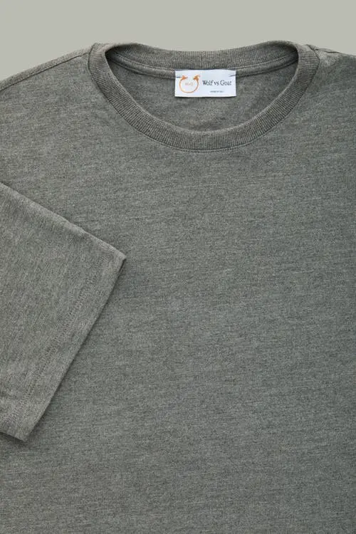 WOLF VS. GOAT (WVG) Heavyweight Short Sleeve Viscose Jersey Crewneck - Grey