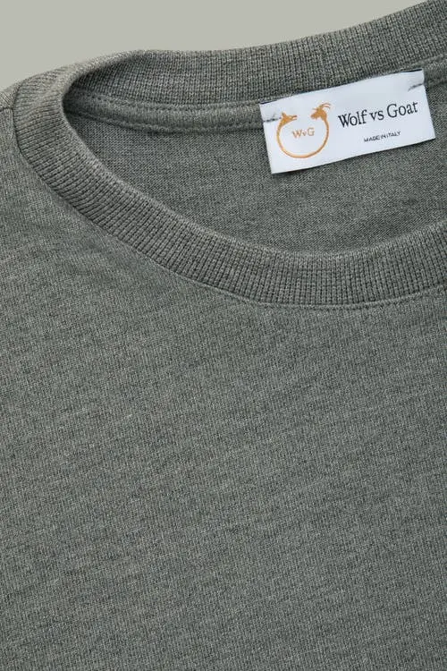 WOLF VS. GOAT (WVG) Heavyweight Short Sleeve Viscose Jersey Crewneck - Grey