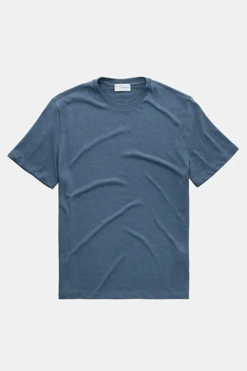 WOLF VS. GOAT (WVG) Heavyweight Short Sleeve Viscose Jersey Crewneck - Navy