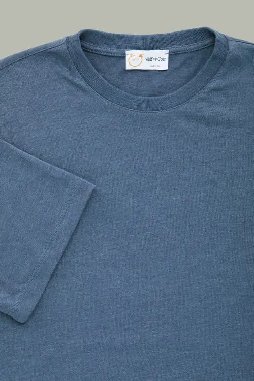 WOLF VS. GOAT (WVG) Heavyweight Short Sleeve Viscose Jersey Crewneck - Navy