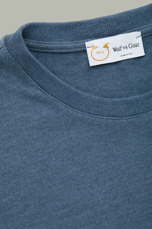 WOLF VS. GOAT (WVG) Heavyweight Short Sleeve Viscose Jersey Crewneck - Navy