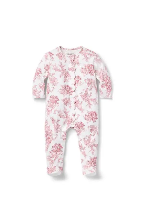 Janie And Jack Baby Floral Toile Footed One-piece - Pink
