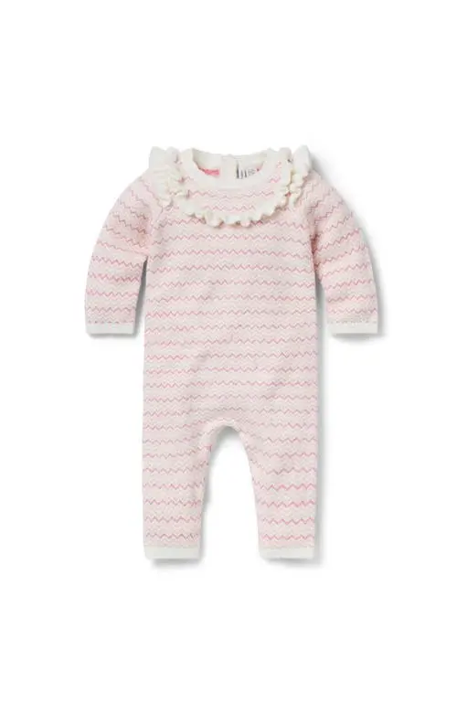 Janie And Jack Baby Striped Ruffle One-piece - Pink