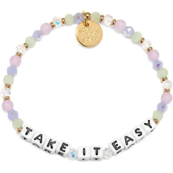 LITTLE WORDS PROJECT Take It Easy Beaded Stretch Bracelet - Pink